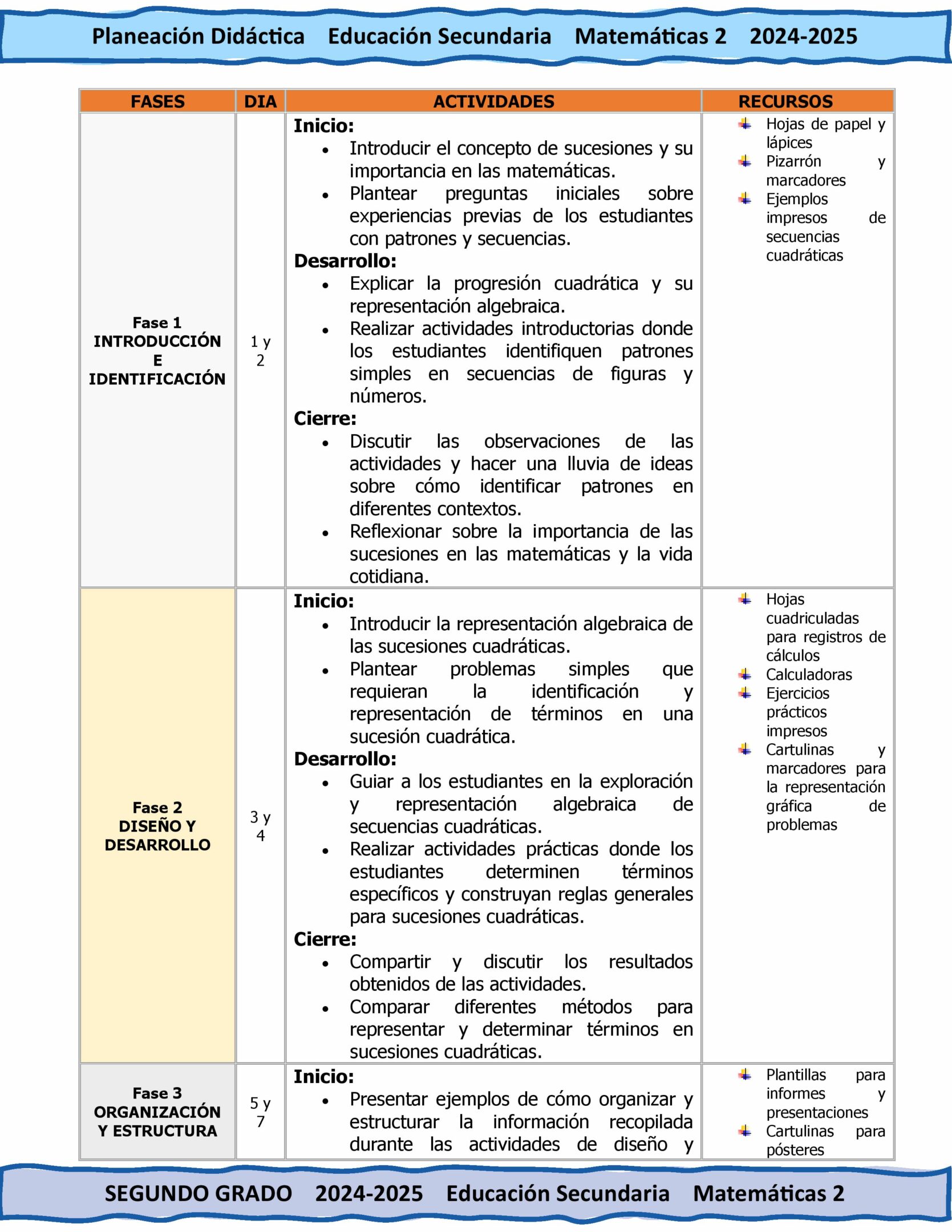 Programa Analítico Anual MATEMÁTICAS 2, Secundaria 2º (Ciclo Escolar ...