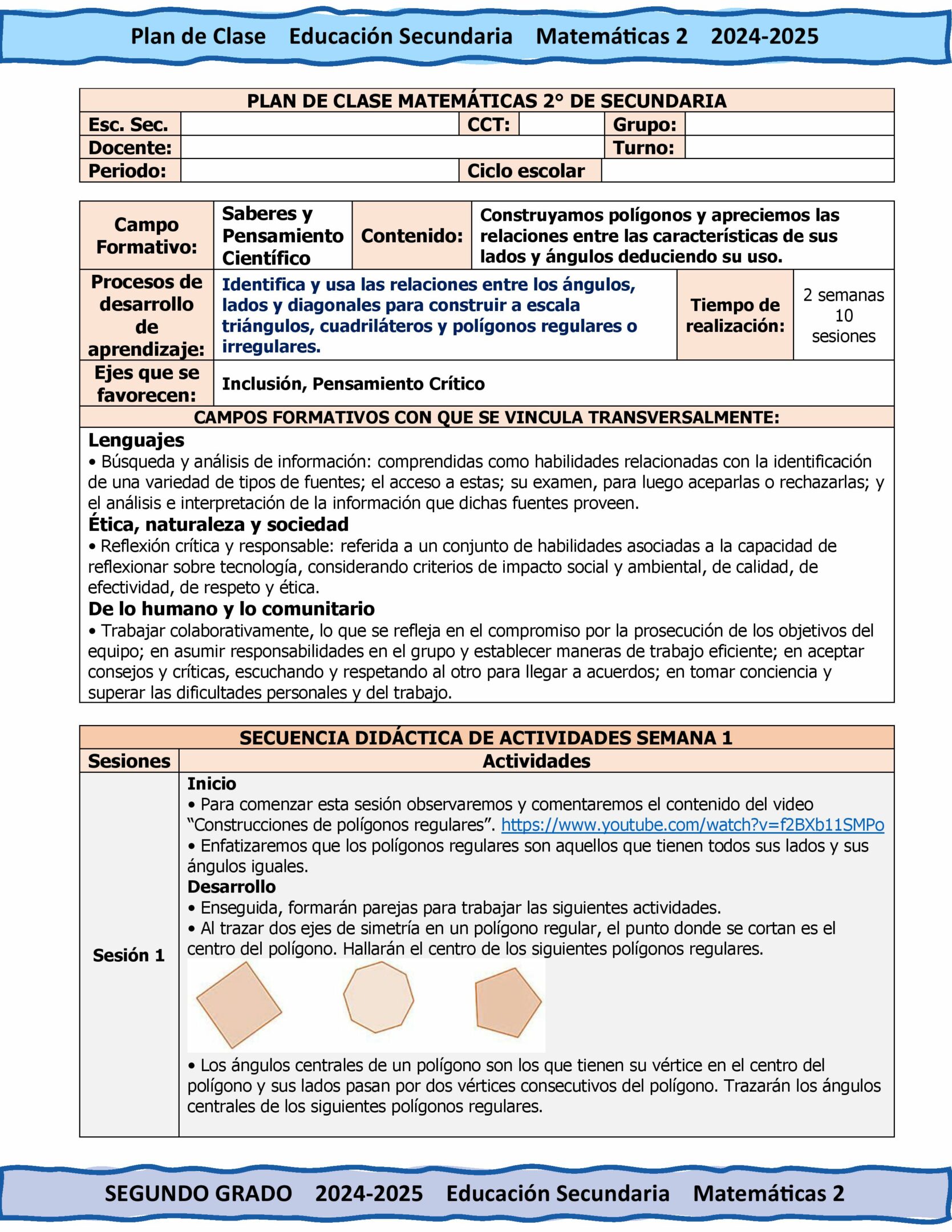 Programa Analítico Anual MATEMÁTICAS 2, Secundaria 2º (Ciclo Escolar ...