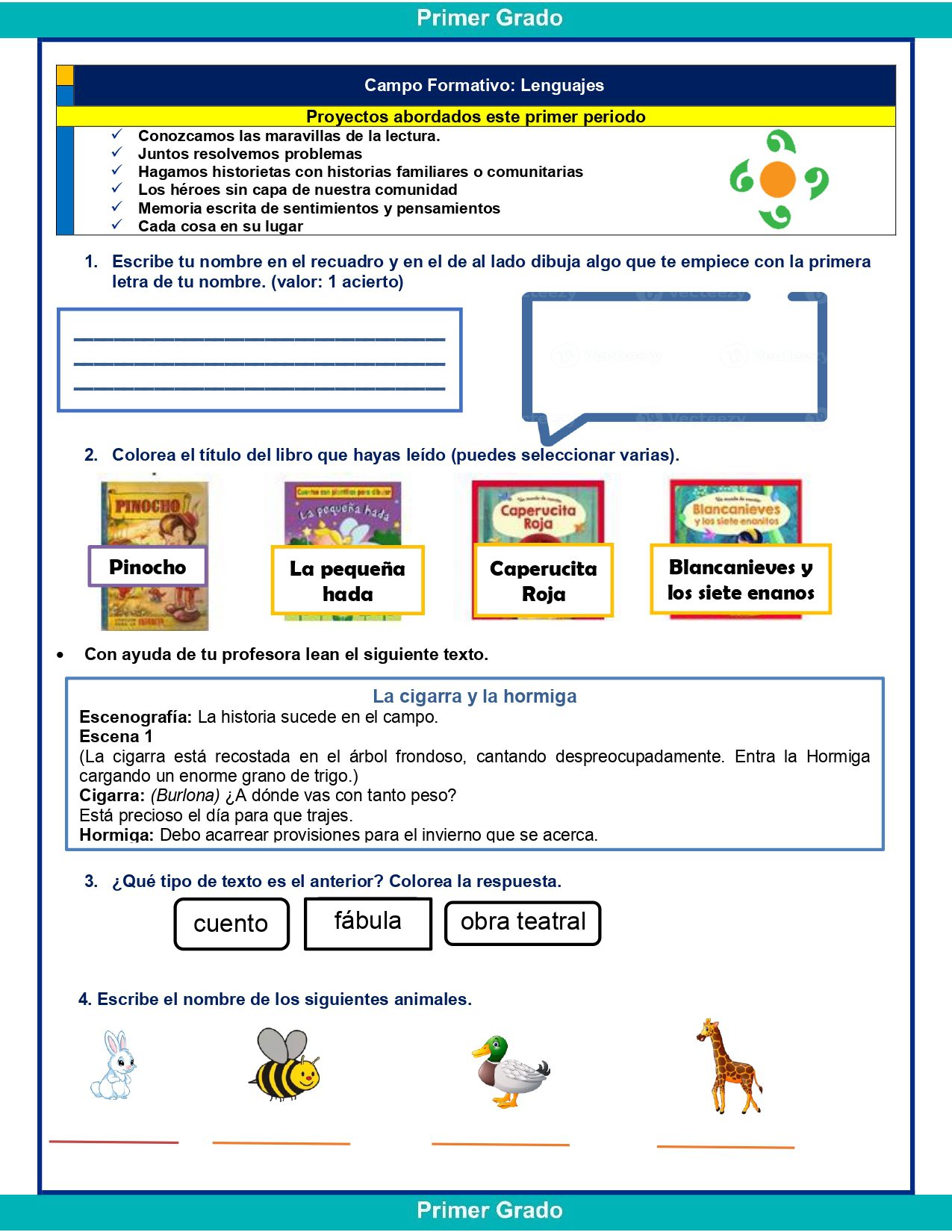 Examen Primer Grado De Primaria Iv Bimestre EXAMEN PRIMER GRADO DE