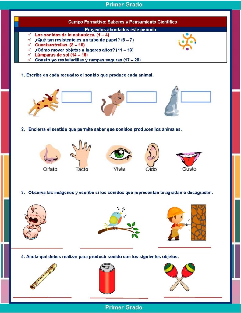 Exámenes de Primaria 1 ° Grado (NEM 2025 – 2026) 3er Trimestre