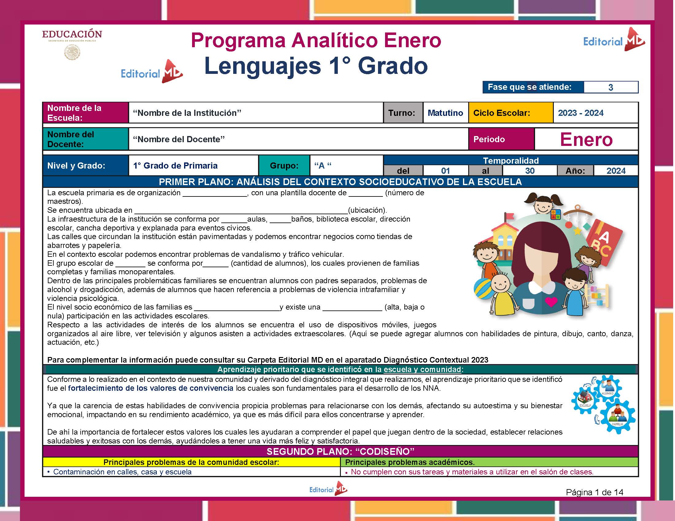 Planeación de Enero de Primer Grado de Primaria 2024 - 2025 NEM