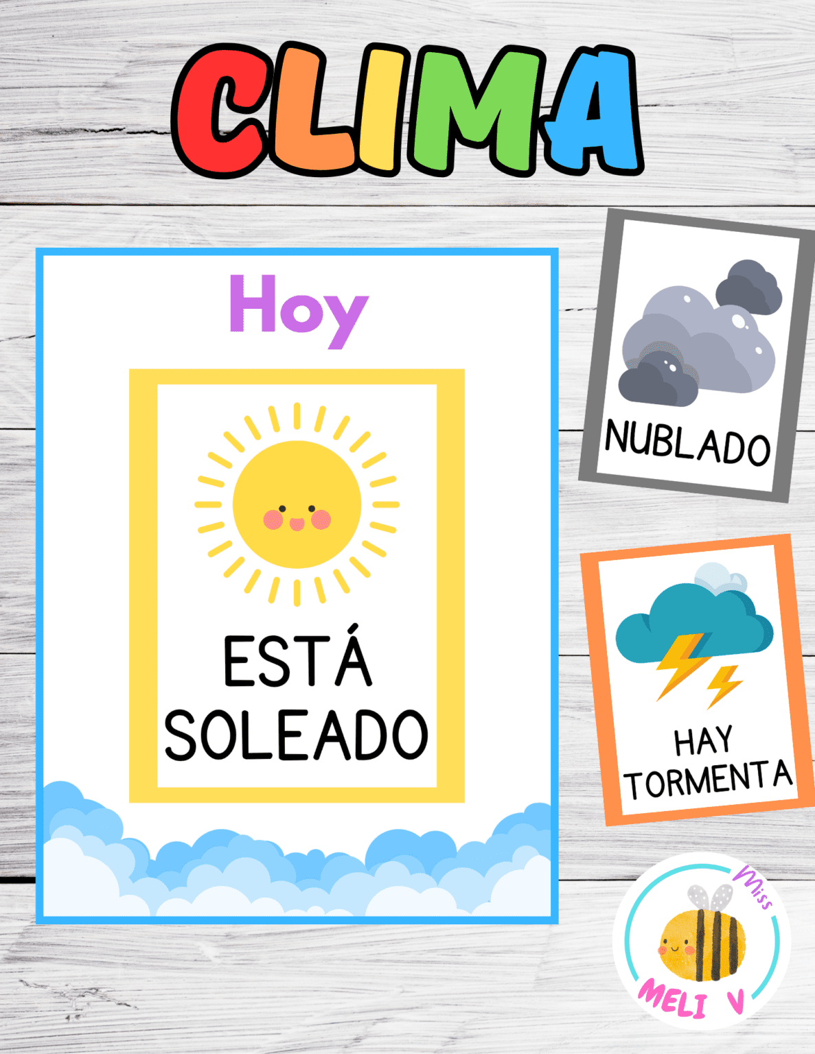 Tarjetas del Clima para Niños (Para Imprimir) en PDF