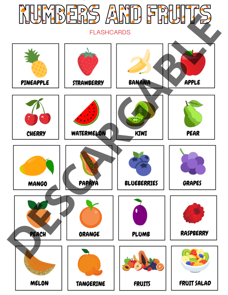 Cuadernillo de trabajo "Fruits & Numbers" (flashcards, games and ...