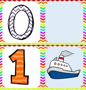 Tarjetas de los numeros y cantidad transportes