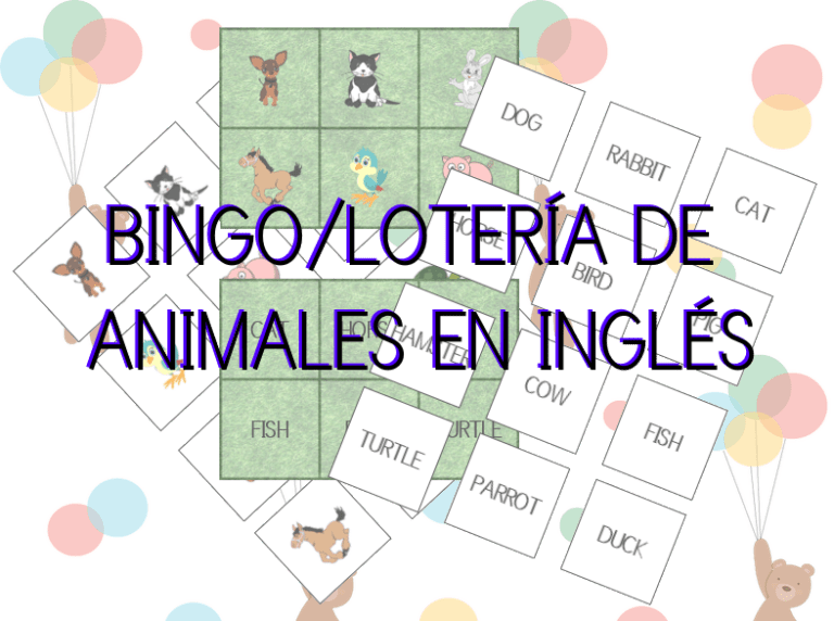 Bingo / Lotería de Animales en Inglés