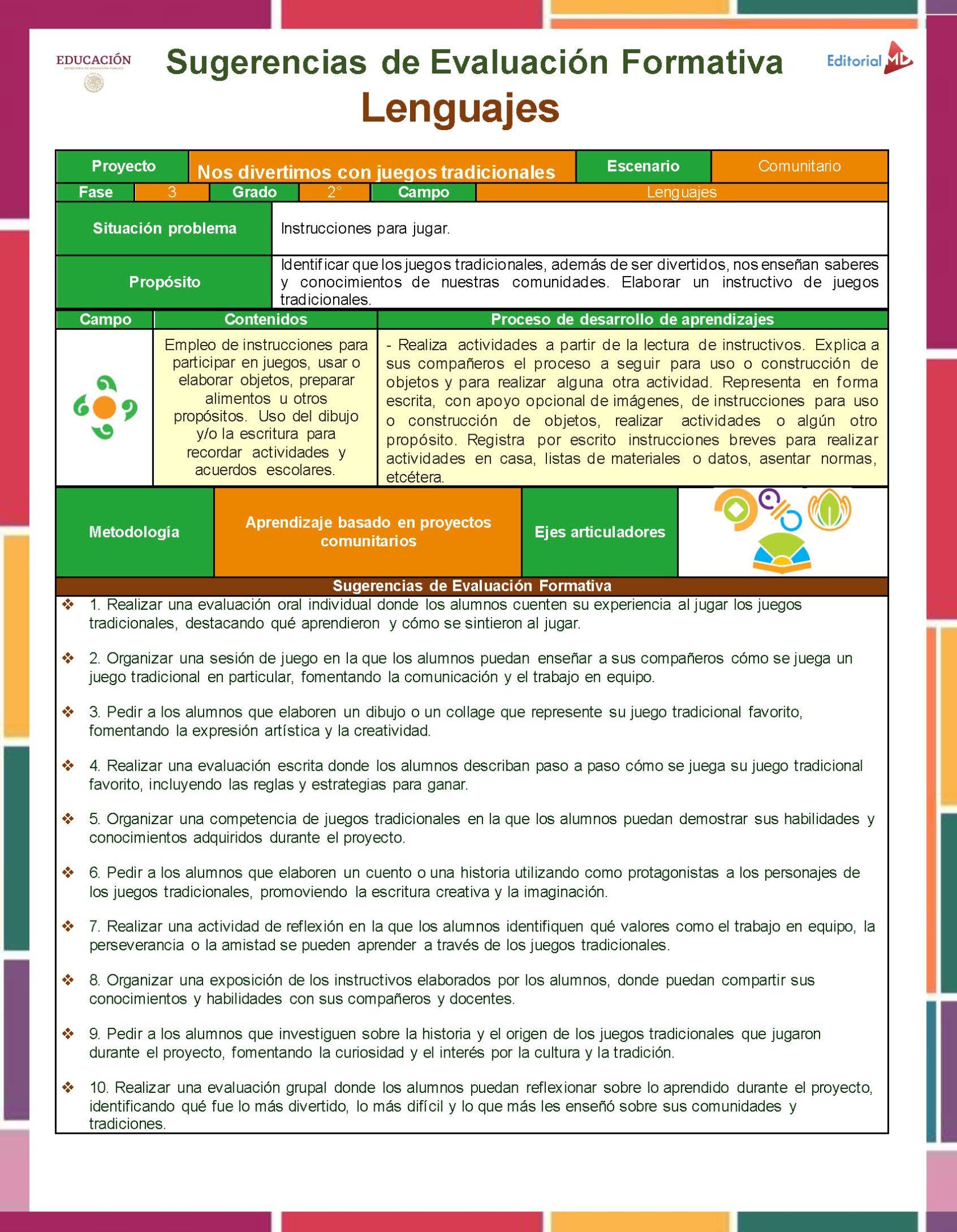 Sugerencias de Evaluación Segundo Grado de Primaria 2024