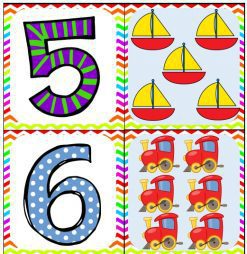 Tarjetas de los numeros y cantidad transportes