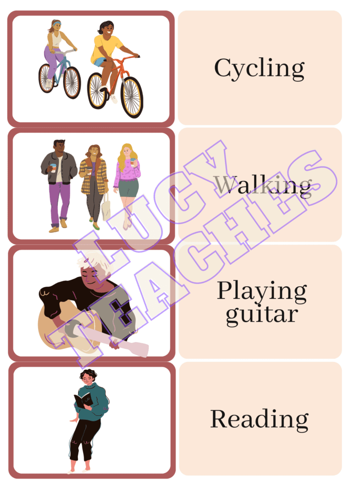 Actividades con ING en Inglés.