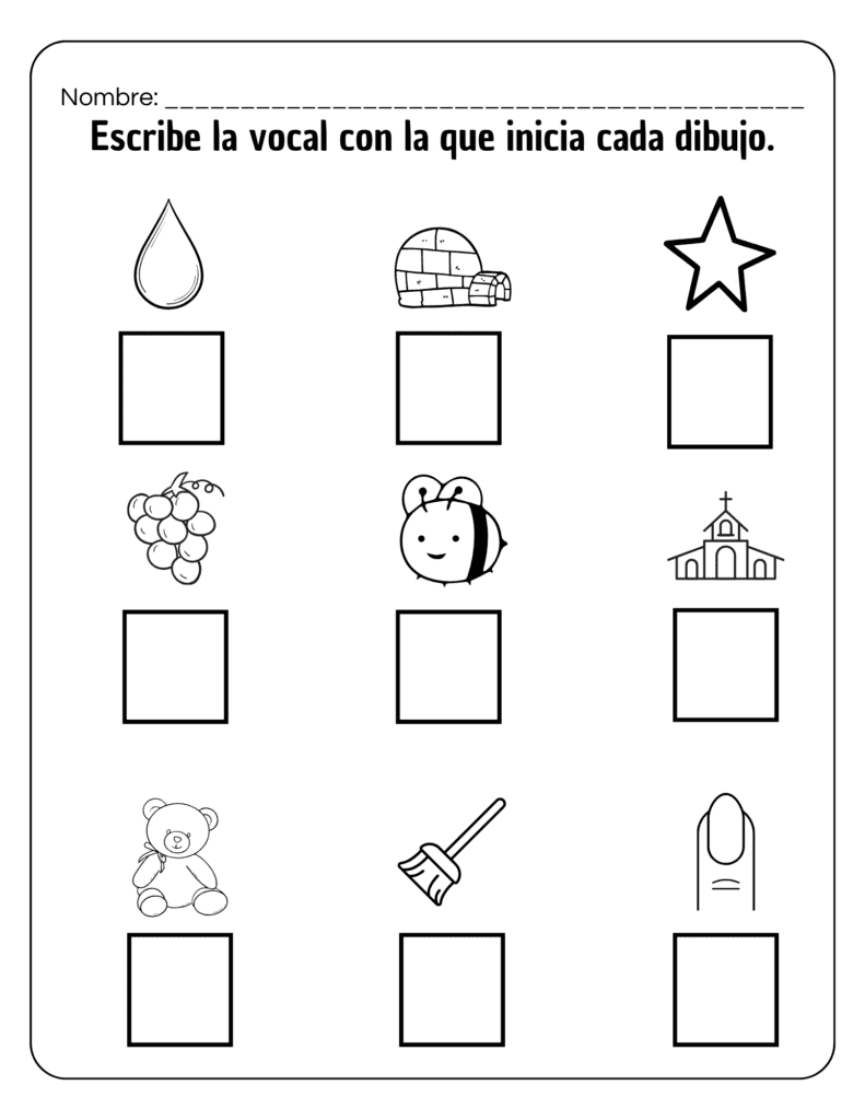 Hojas de trabajo de las vocales Para Imprimir A E I O U