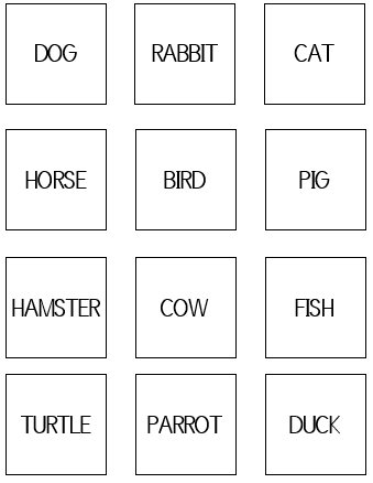 Bingo / Lotería de Animales en Inglés