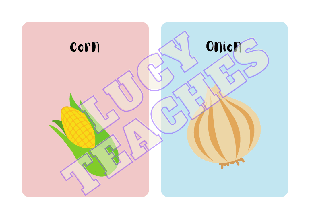 Flashcards vegetales en Inglés