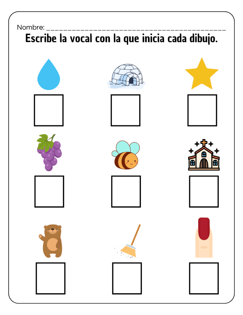 Hojas de trabajo de las vocales Para Imprimir A E I O U