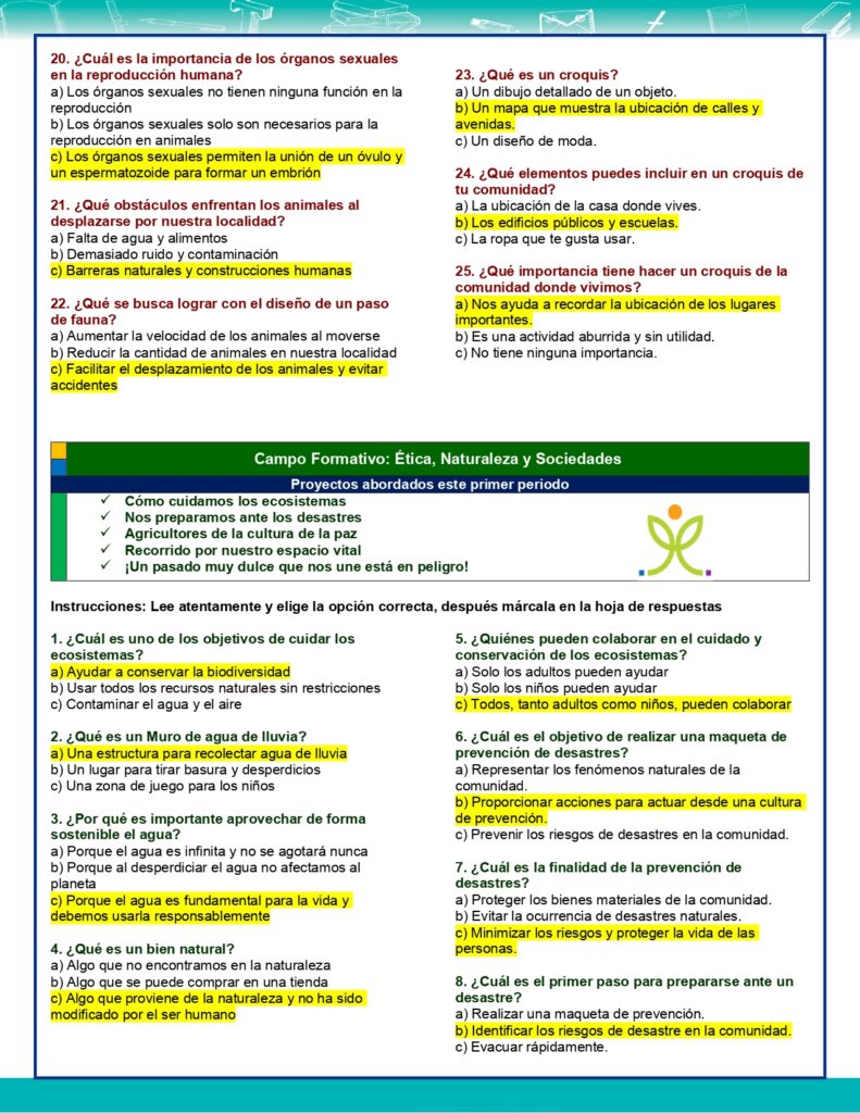 Examen primer trimestre tercer grado 2024 - 2025 NEM Examen primer trimestre tercer grado 2024 - 2025 NEM