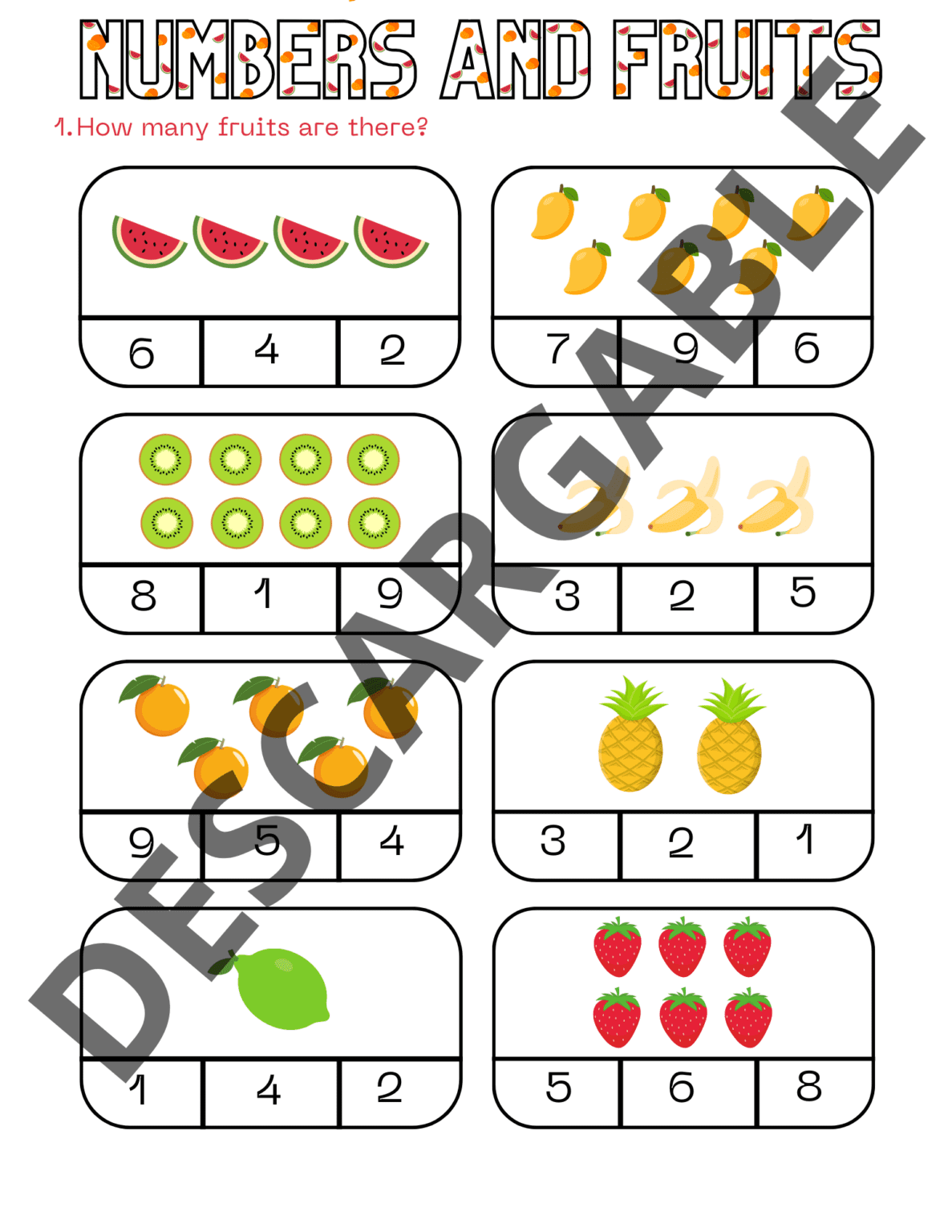 Cuadernillo de trabajo "Fruits & Numbers" (flashcards, games and ...