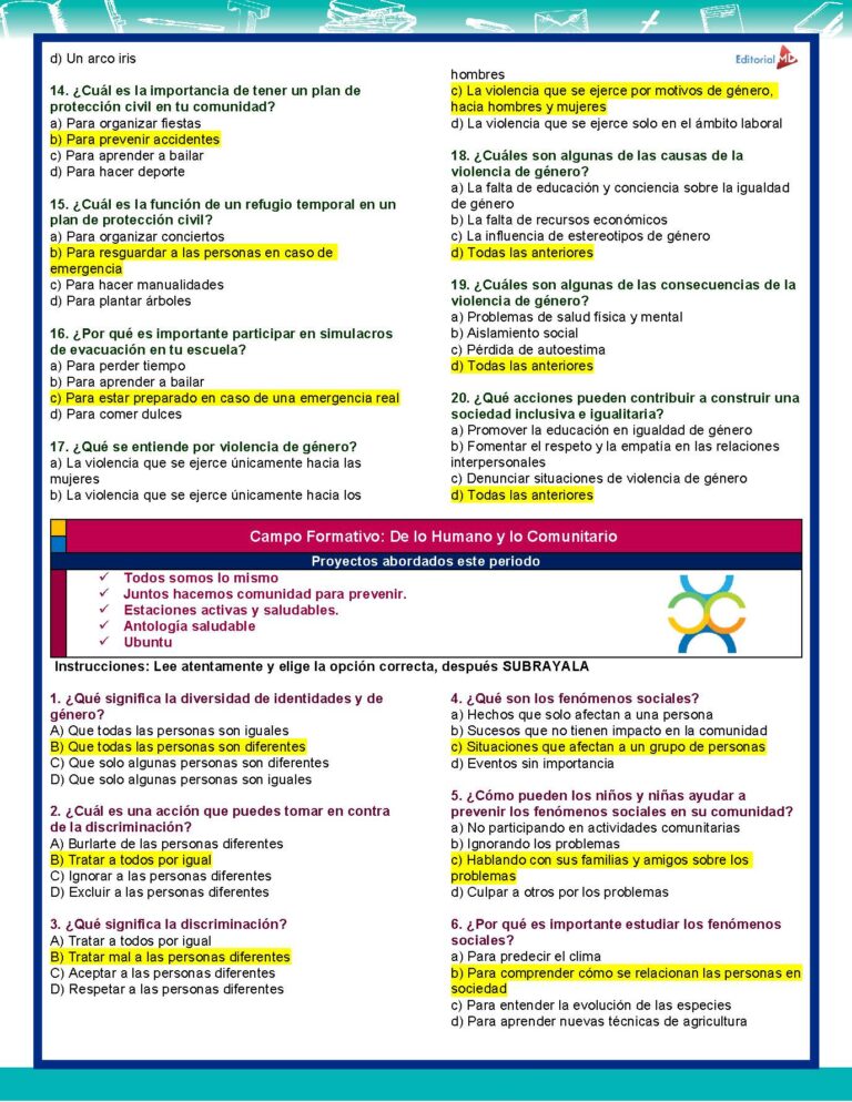 Exámenes de Primaria 5° Grado (NEM 2025 – 2026) 2do Trimestre