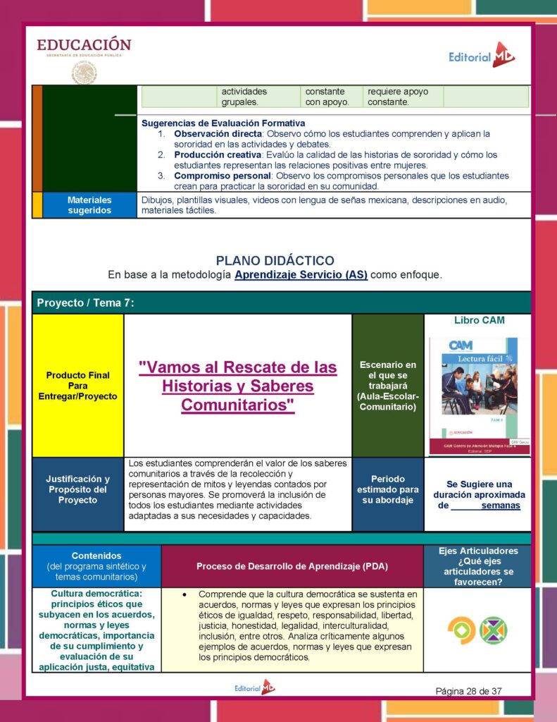 Programa Analítico CAM 5° Grado de Primaria NEM (2025 – 2026)