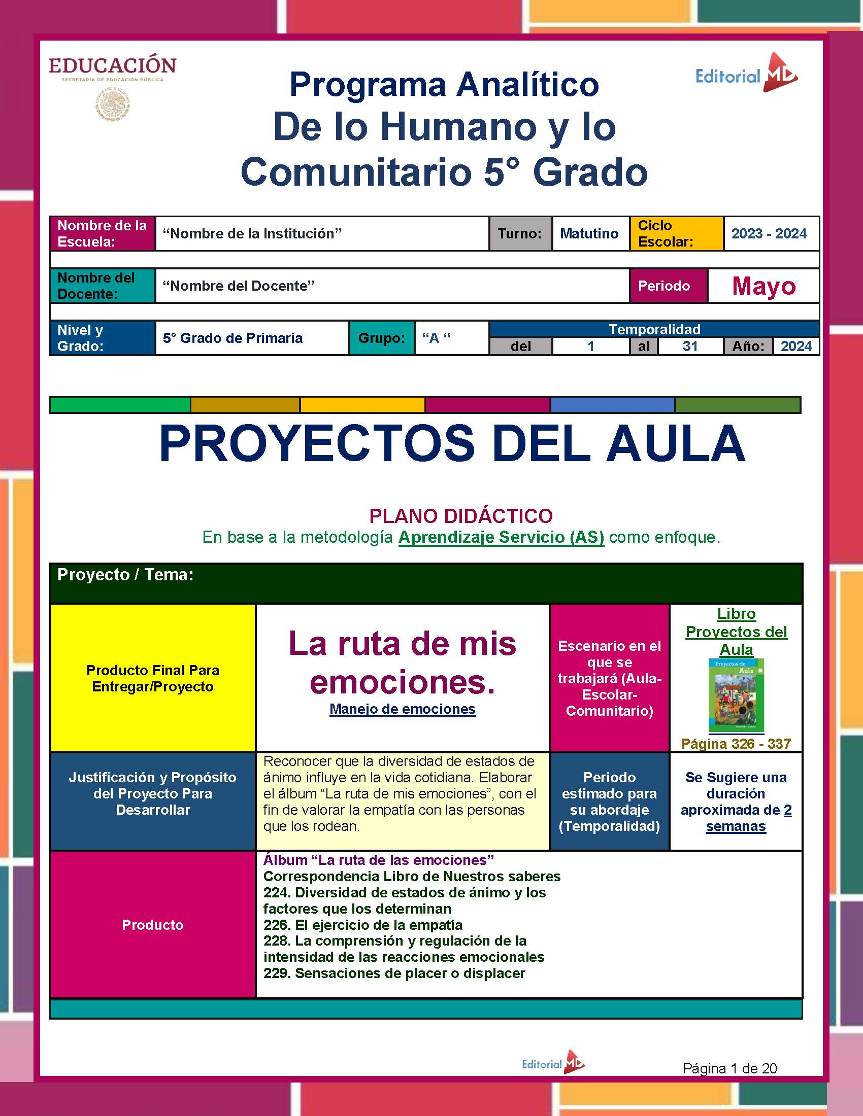 Planeación de Mayo Quinto Grado de Primaria 2025 NEM