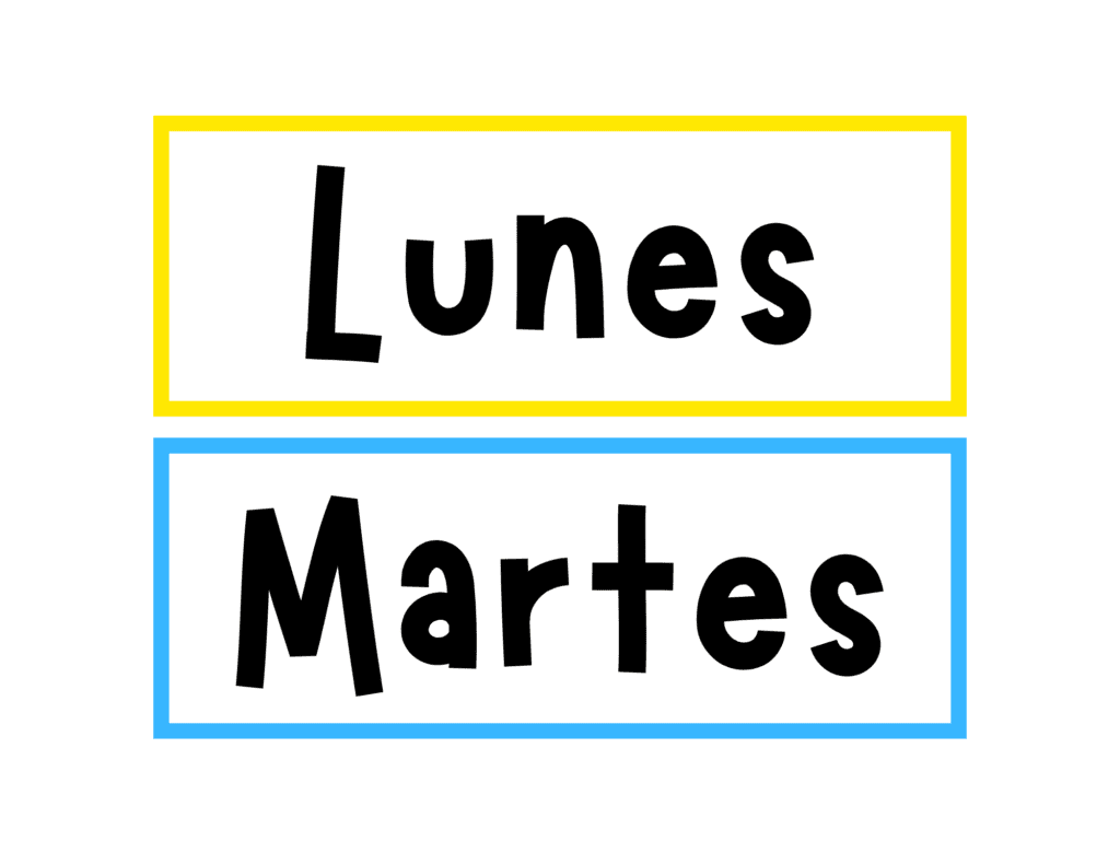 Días de la semana para Imprimir