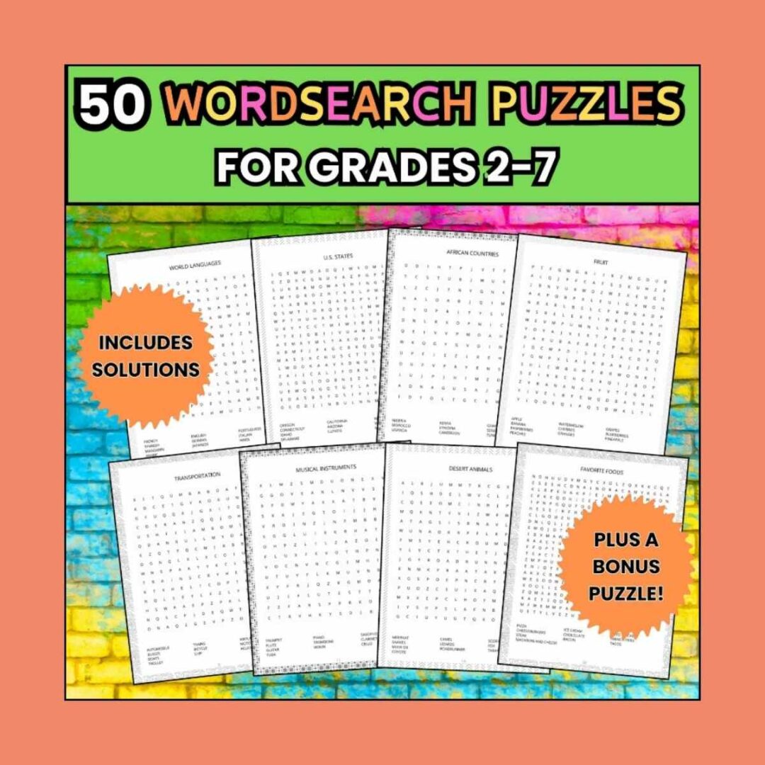 Paquete de búsqueda de palabras en inglés, 50 temas de vocabulario ...