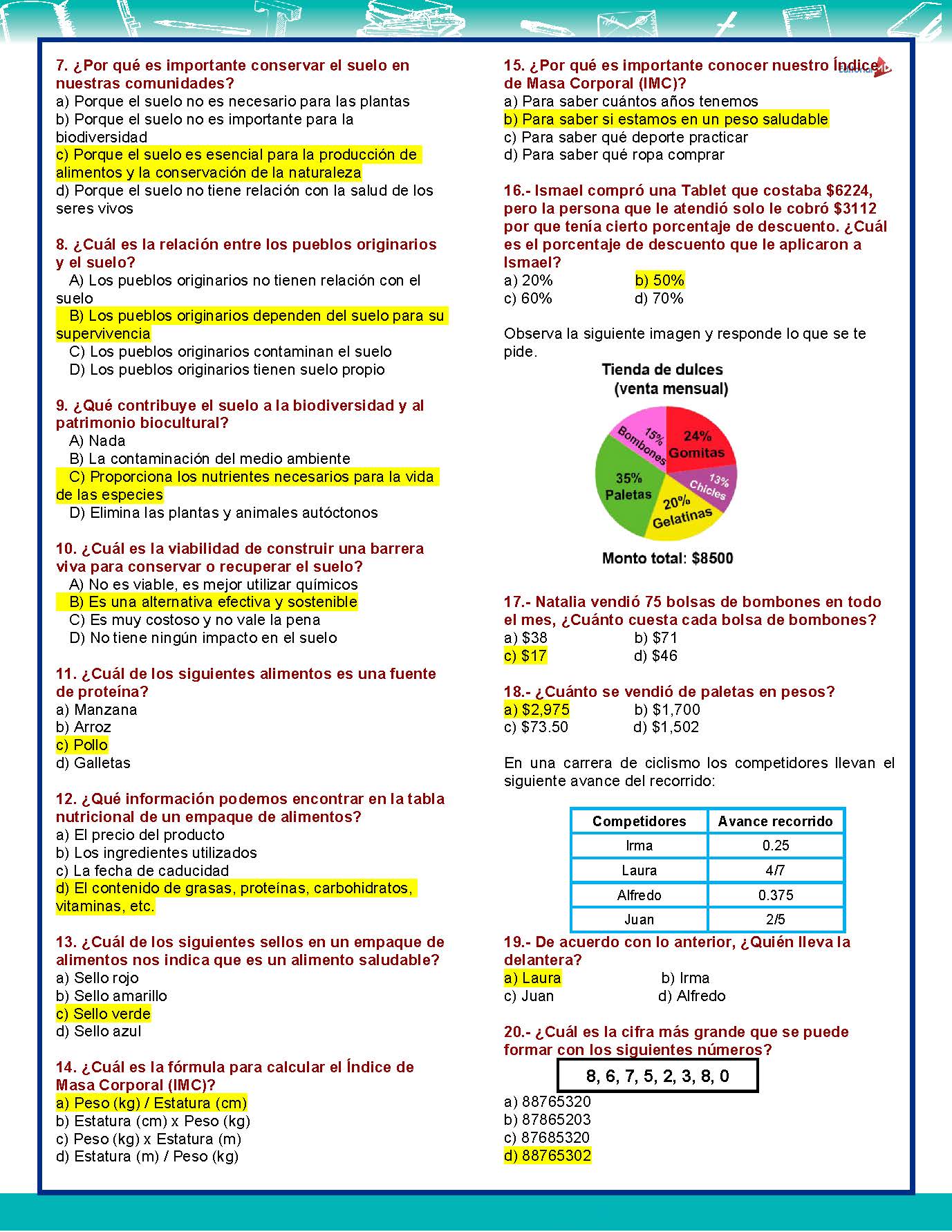 Exámenes de Primaria 6° Grado (NEM 2025 – 2026) 2do Trimestre