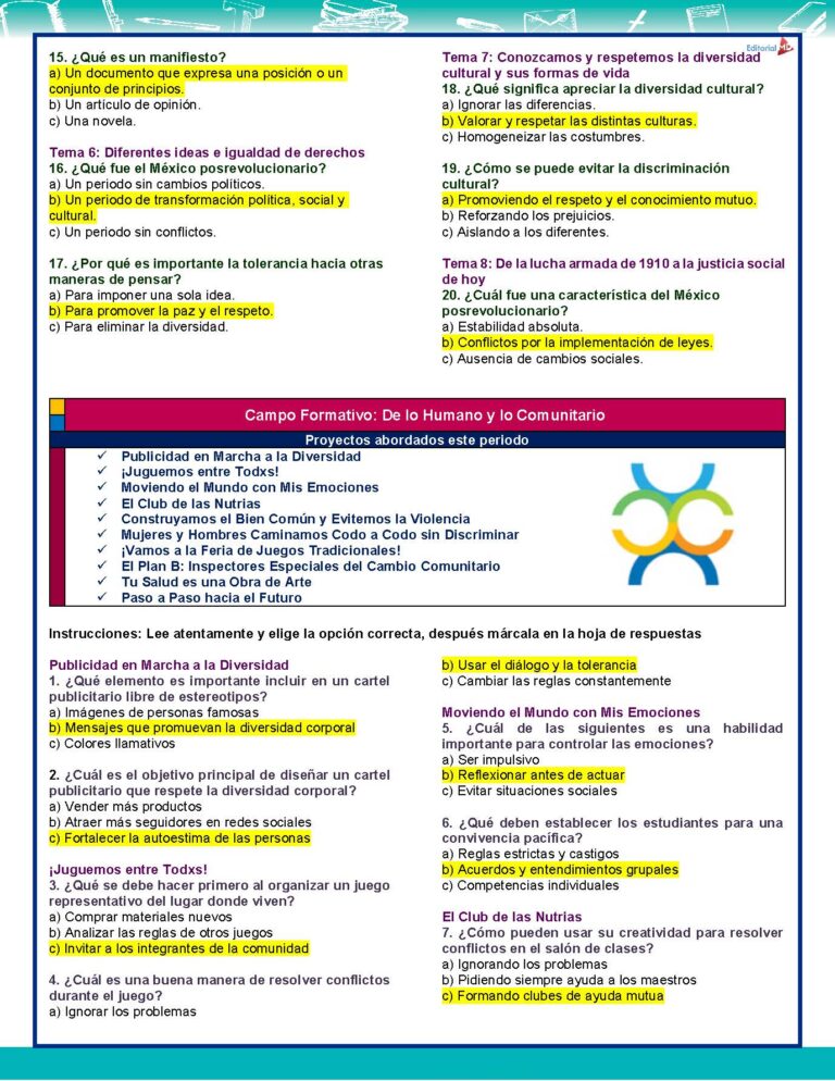 Exámenes de Primaria 6 ° Grado (NEM 2025 – 2026) 3er Trimestre