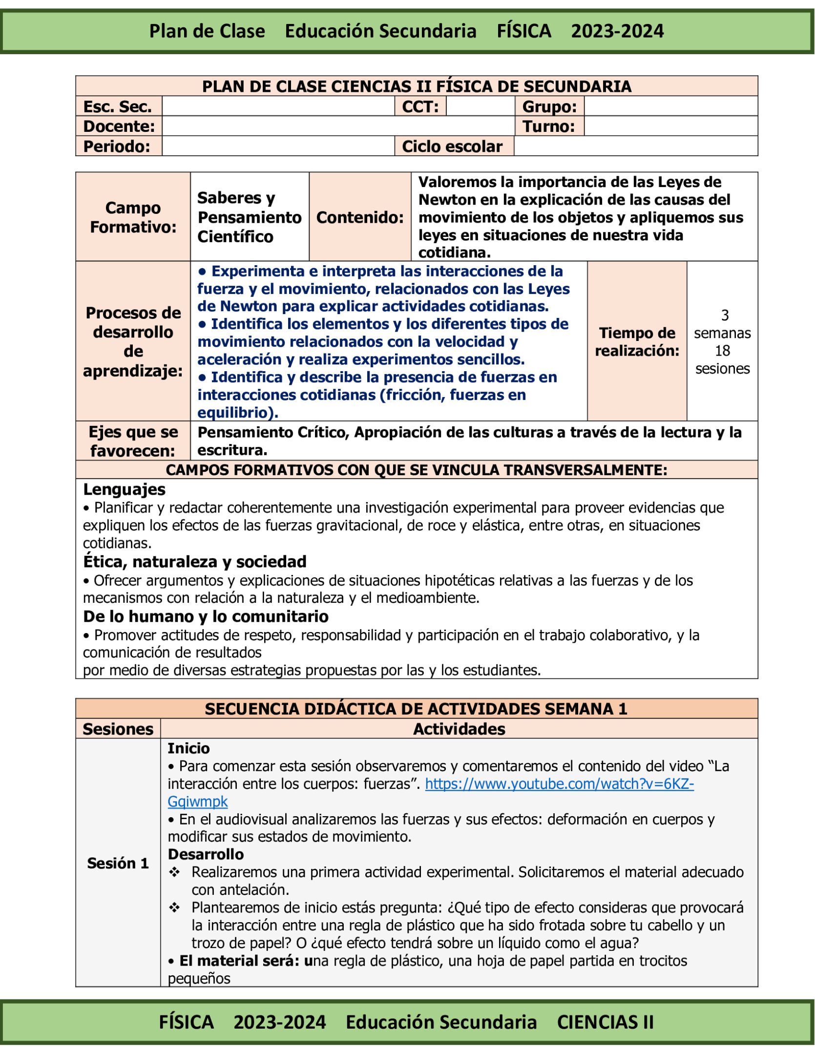 Programa Analítico Anual CIENCIAS II FÍSICA Secundaria 2º (Ciclo ... Programa Analítico Anual CIENCIAS II FÍSICA Secundaria 2º (Ciclo ...