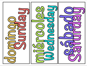 Meses y dias para imprimir bilingüe