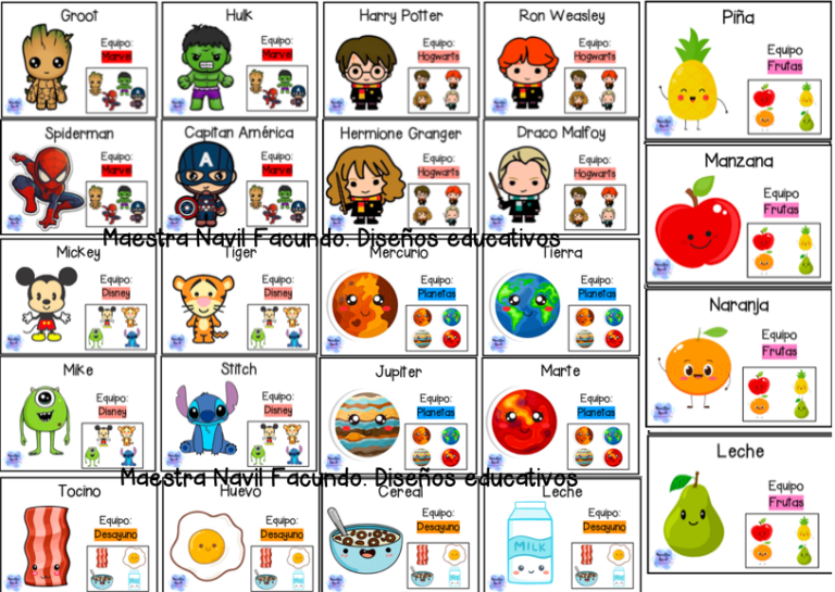 Tarjetas para formar equipos