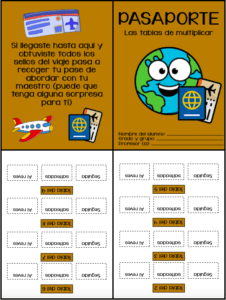 Pasaporte de tablas de multiplicar