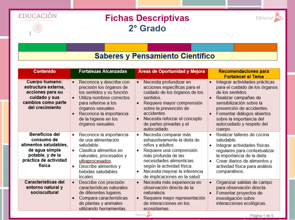 Fichas Descriptivas Segundo Grado Primaria - Formato Word