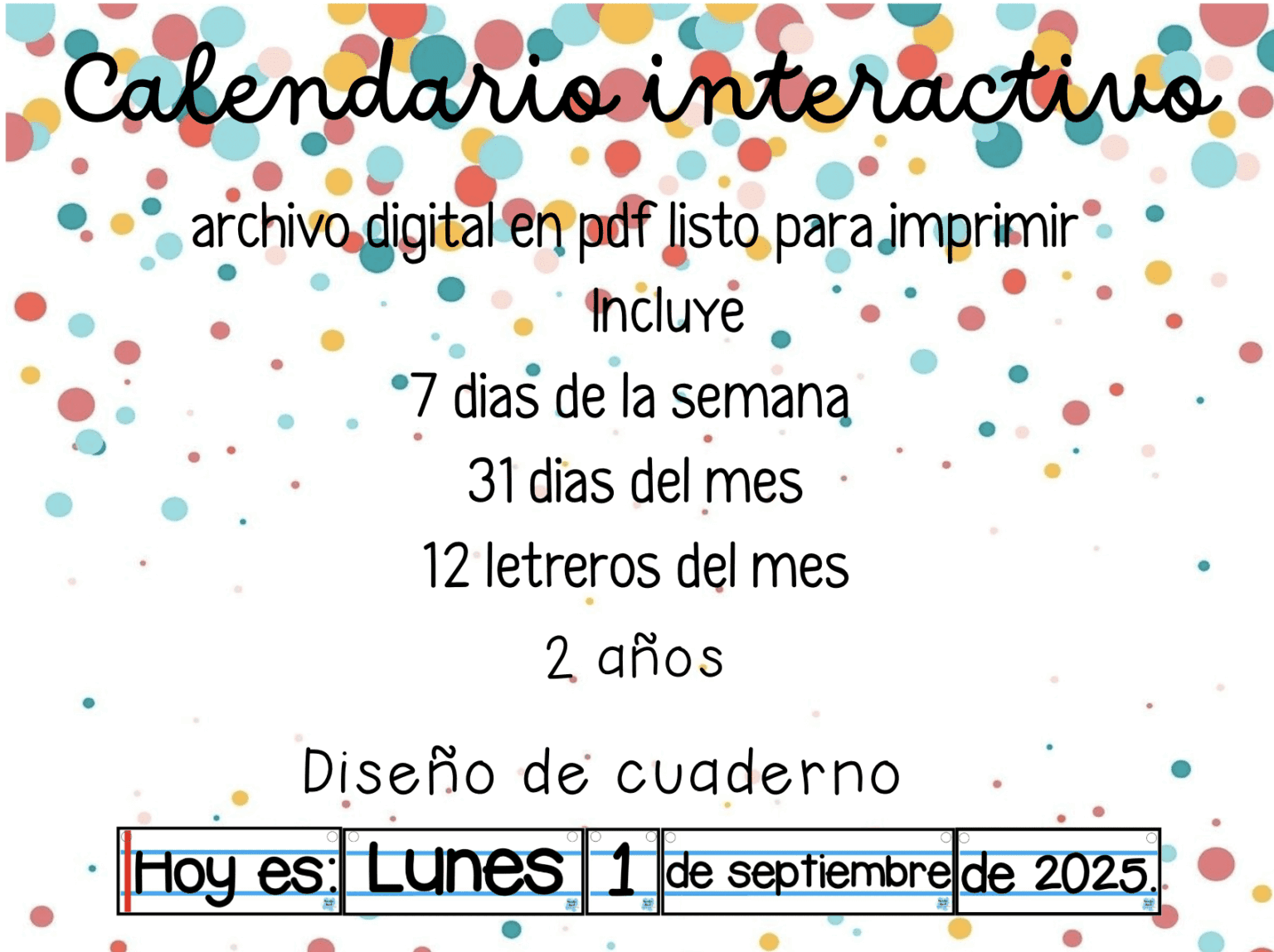 calendario interactivo edición cuaderno