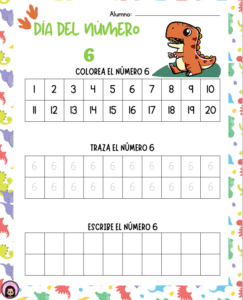 "Dino cuadernillo" Material Para trabajar los números del 0 al 20
