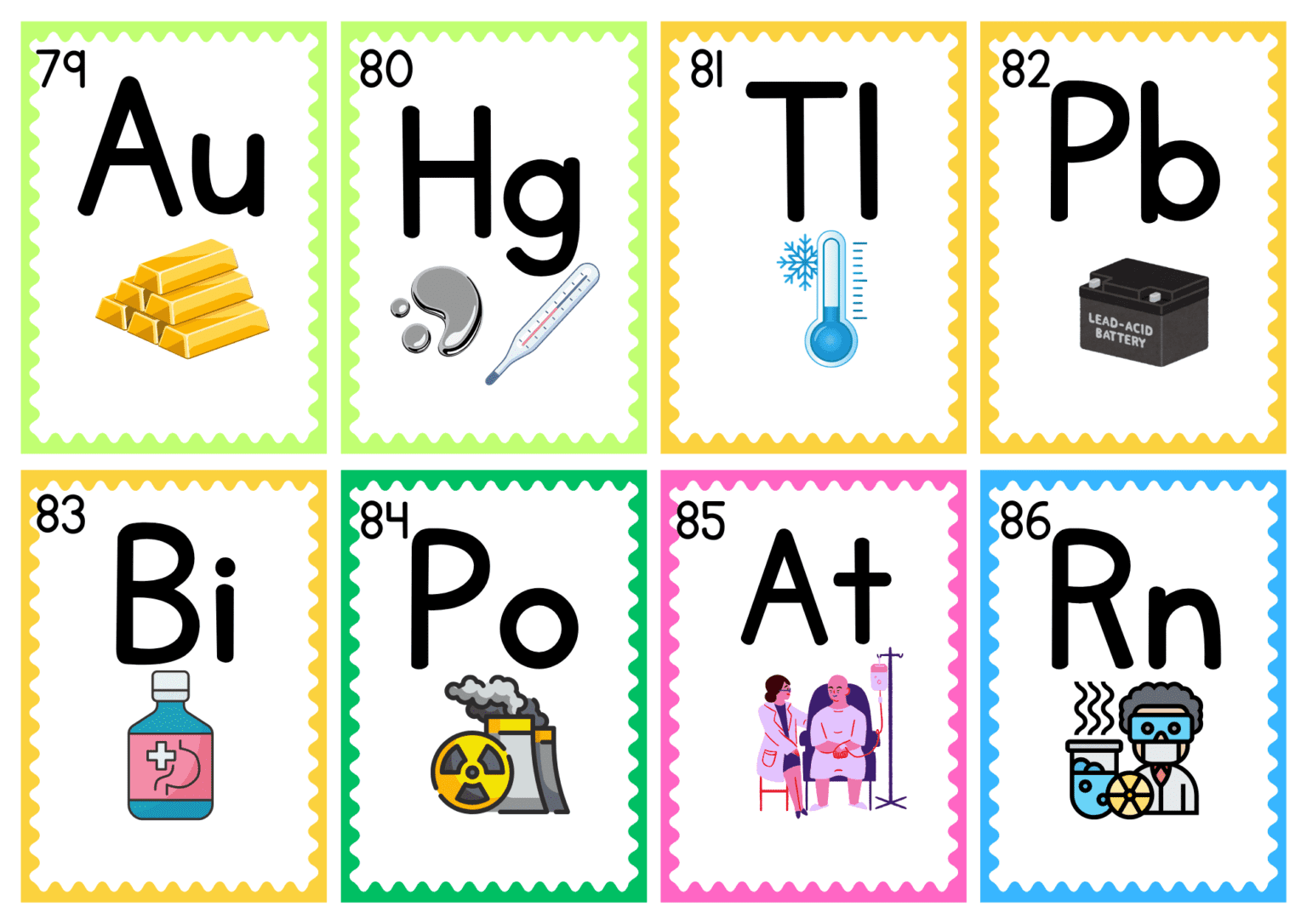 Tarjetas de los Elementos Químicos