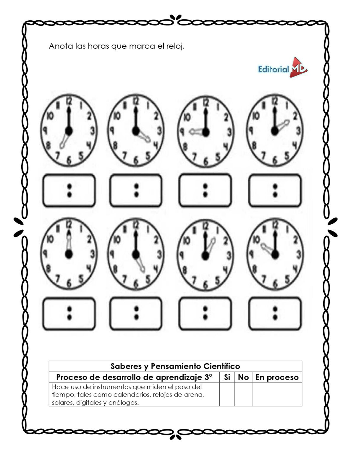 Cuadernillo de Trabajo Medimos el Tiempo
