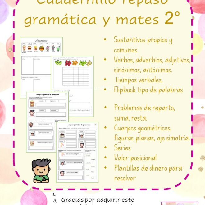Actividades de Repaso Matemáticas y Lengua 2° Grado Primaria