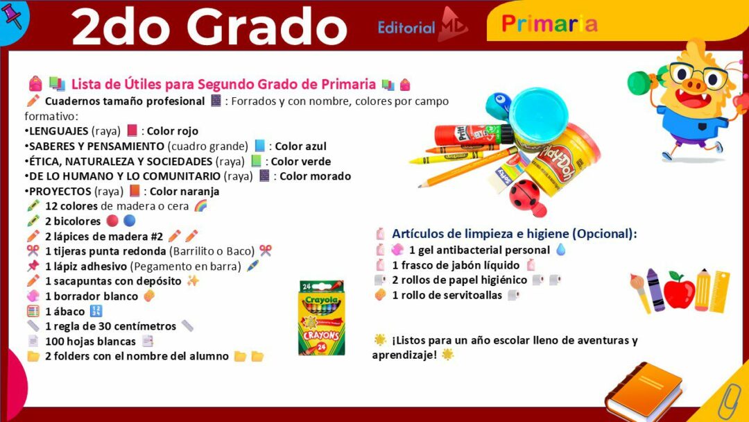Listas de Útiles Escolares Editables para el Ciclo Escolar 2024-2025 PRIMARIA !GRATIS!