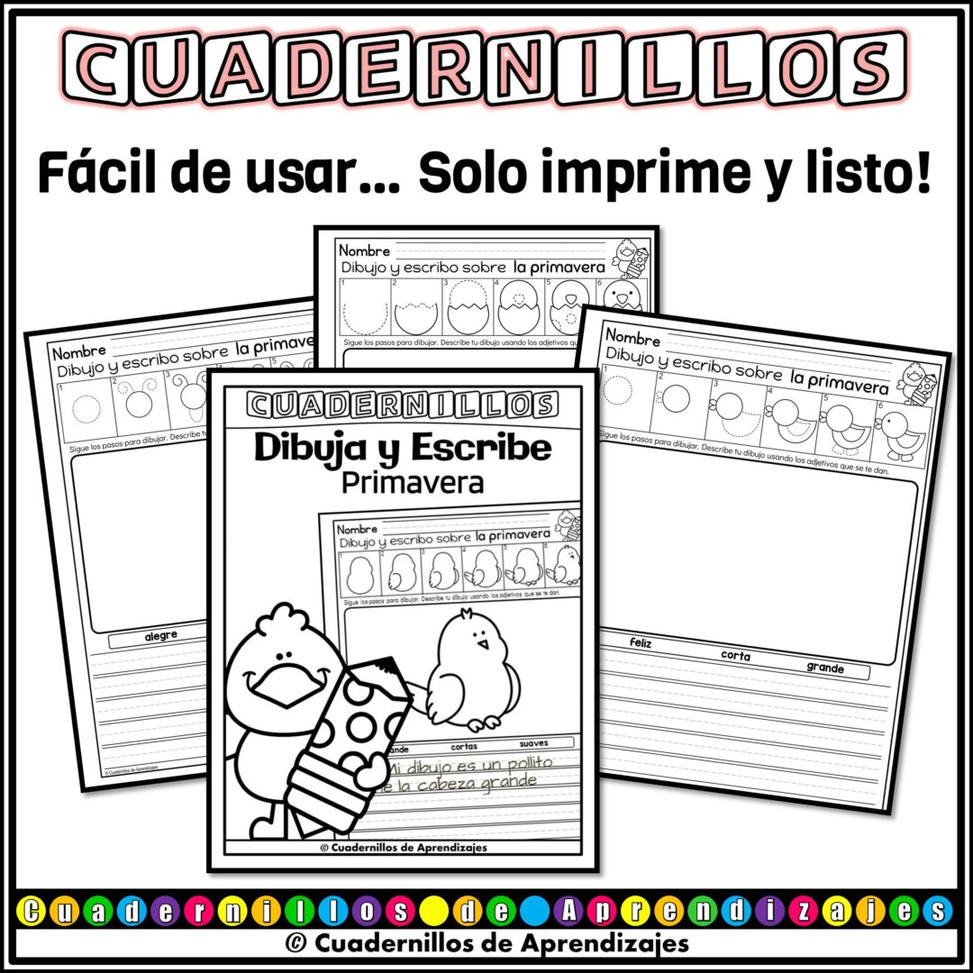 Dibuja y Escribe Primavera Adjetivos Descriptivos