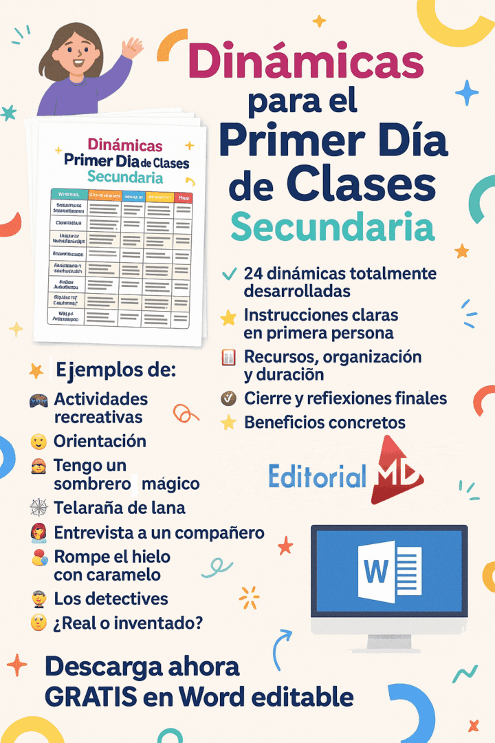 Paquete de 24 Dinámicas para el Primer Día de Clases !GRATIS!