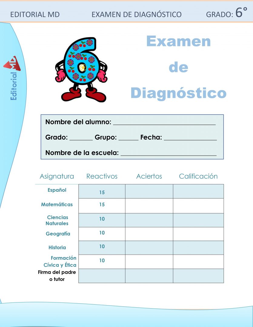 Examen Diagnóstico Sexto Grado Primaria ¡Incluye Respuestas!