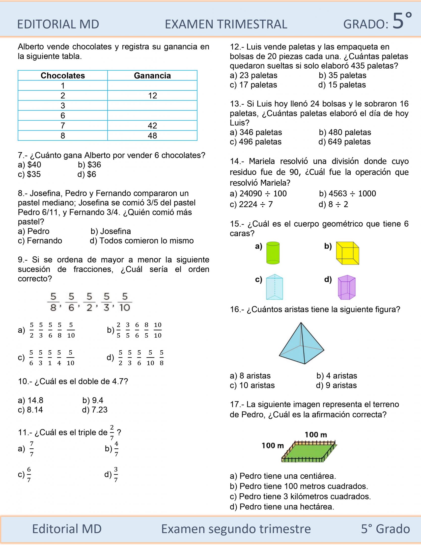 Examen Del Quinto Grado De Primaria Del Segundo Trimestre Ciclo My ... Examen Del Quinto Grado De Primaria Del Segundo Trimestre Ciclo My ...