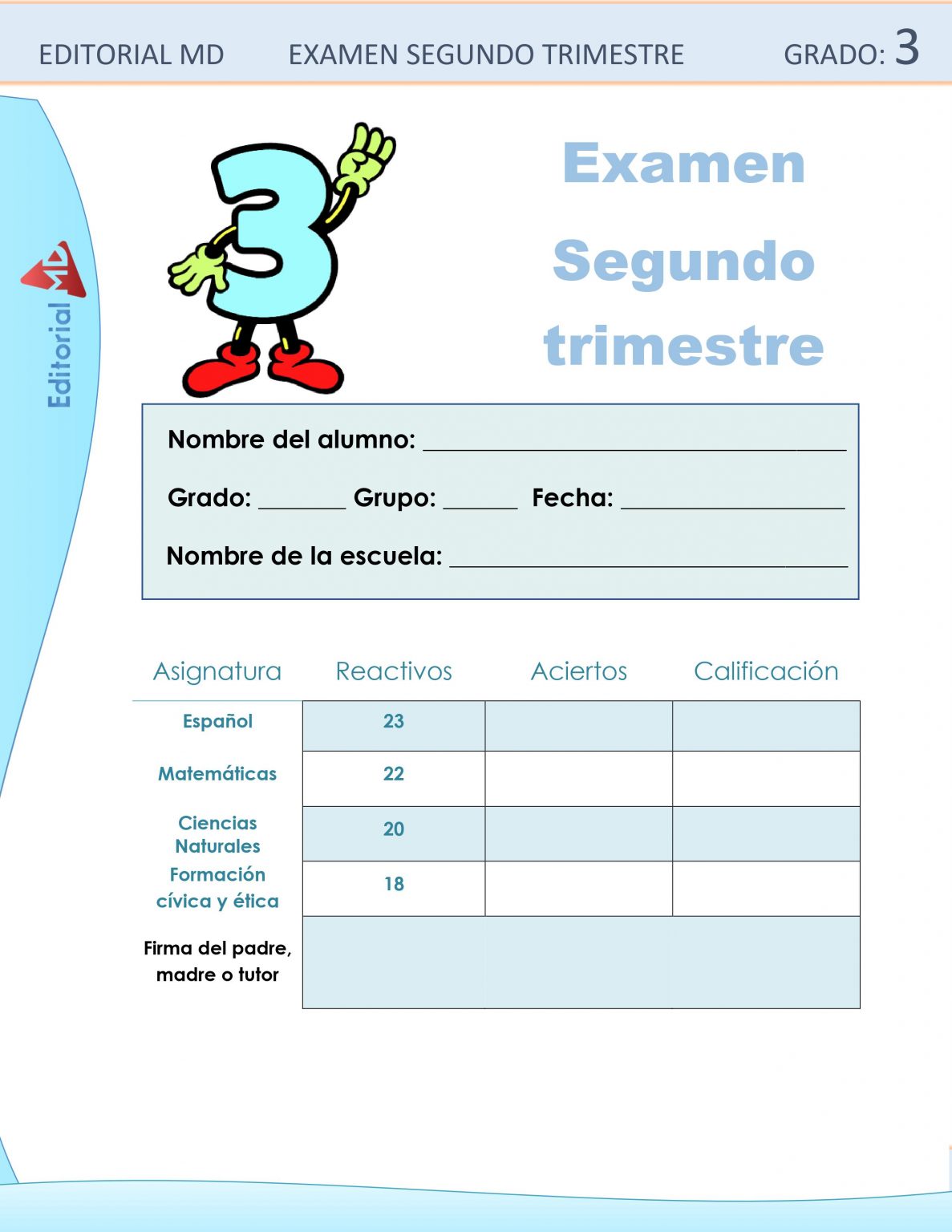 Examen Trimestre I Tercer Grado De Primaria Con Archivo For Hairstyles 0565