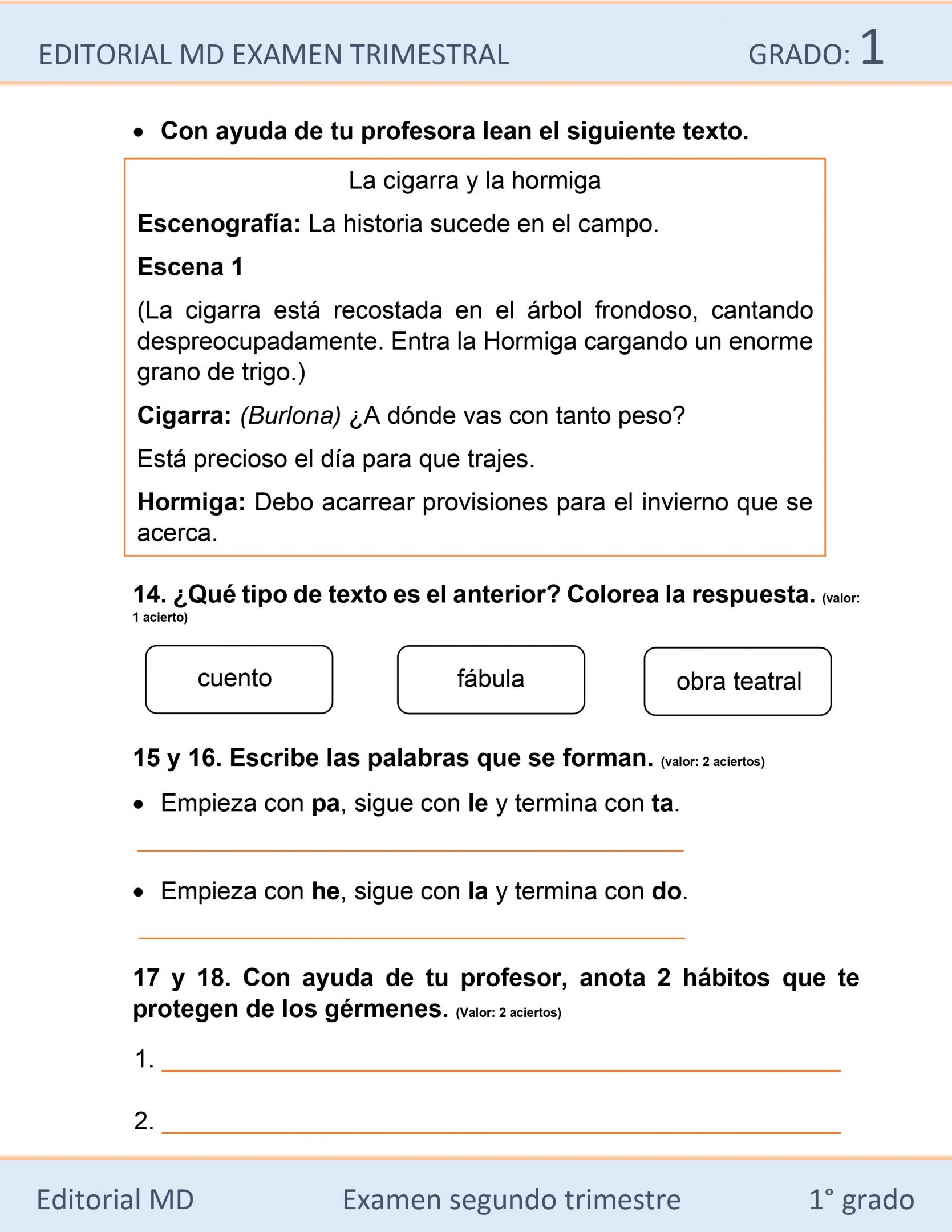Guía de Estudio para Primer Grado de Primaria | Para Imprimir