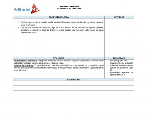 Planeación Anual de Aprende en Casa (Primaria)