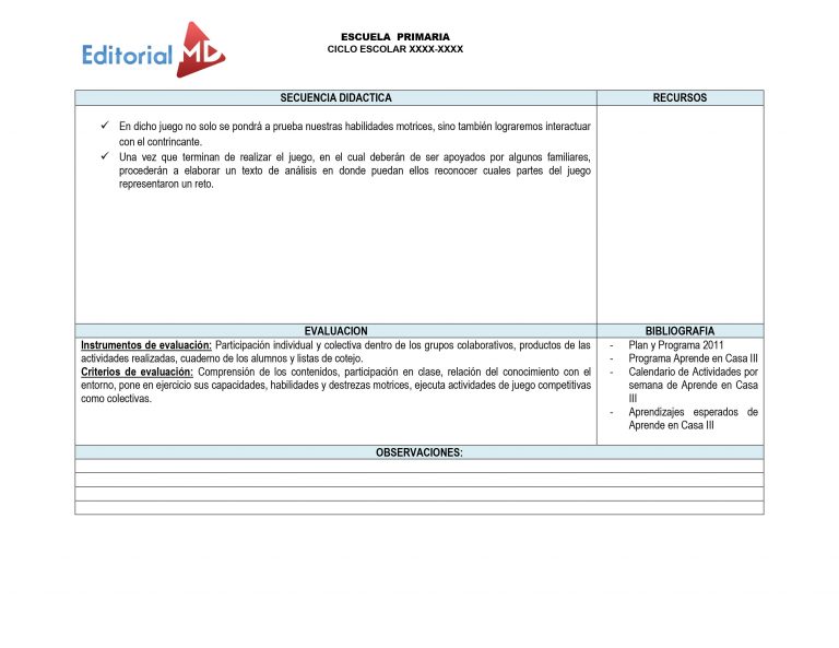 Planeación Anual de Aprende en Casa (Primaria)