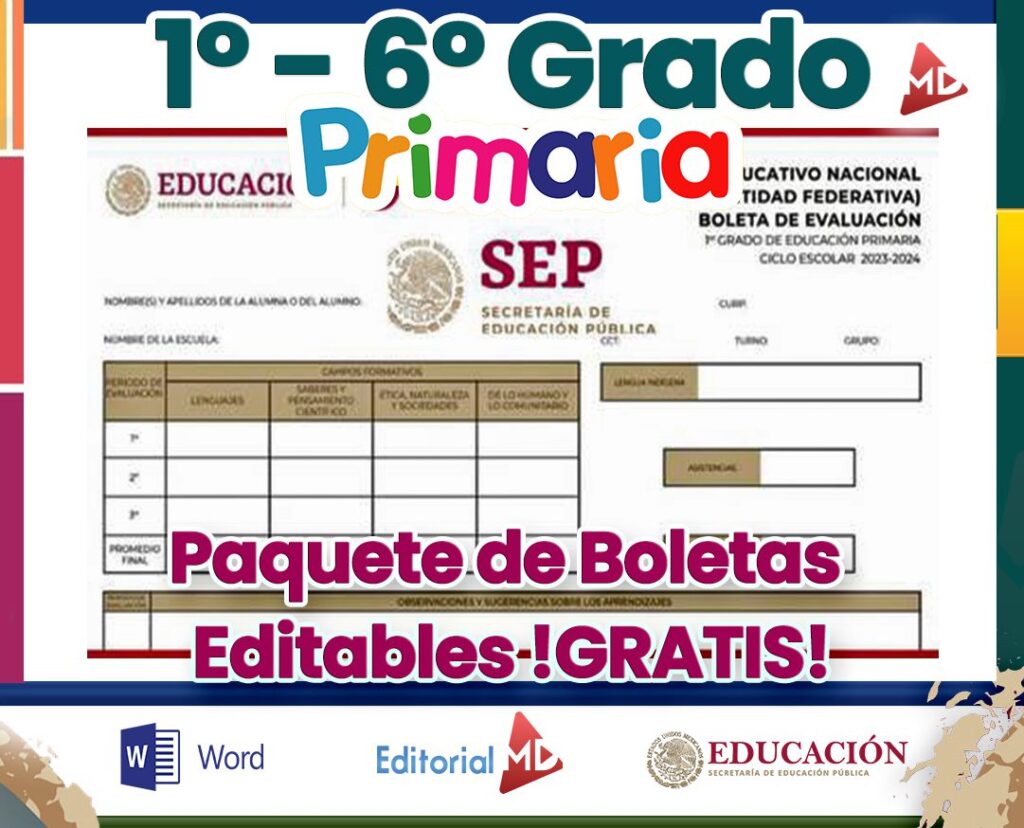 BOLETAS EDITABLES EN WORD PARA PRIMARIA !GRATIS!