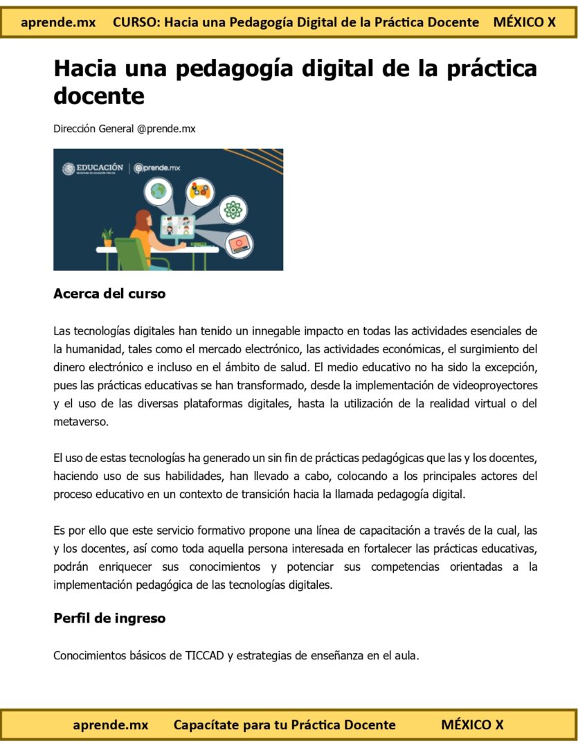 Curso Contestado Hacia una Pedagogía Digital de la Práctica Docente