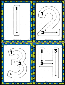 TARJETAS DE TRAZO DE VOCALES Y NUMEROS 1-10