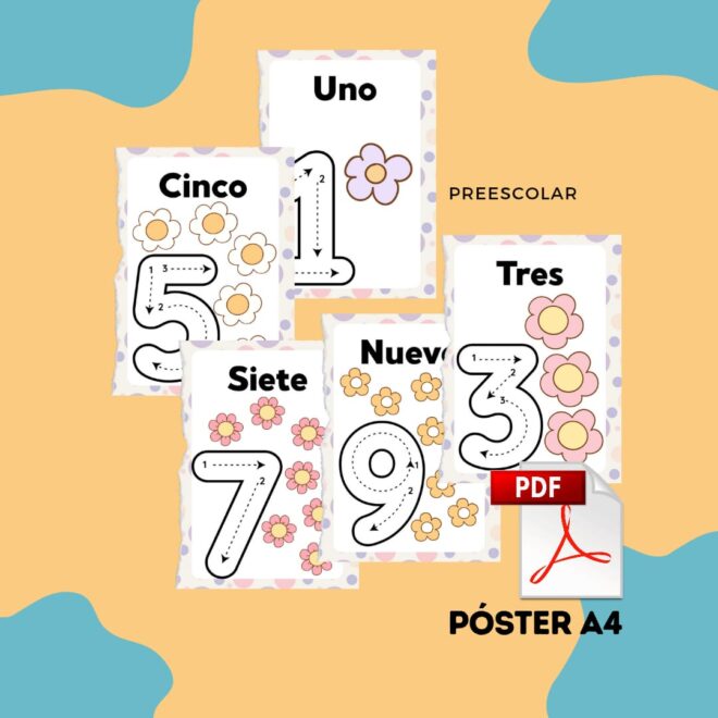 Poster de números del 1 al 10 preescolar