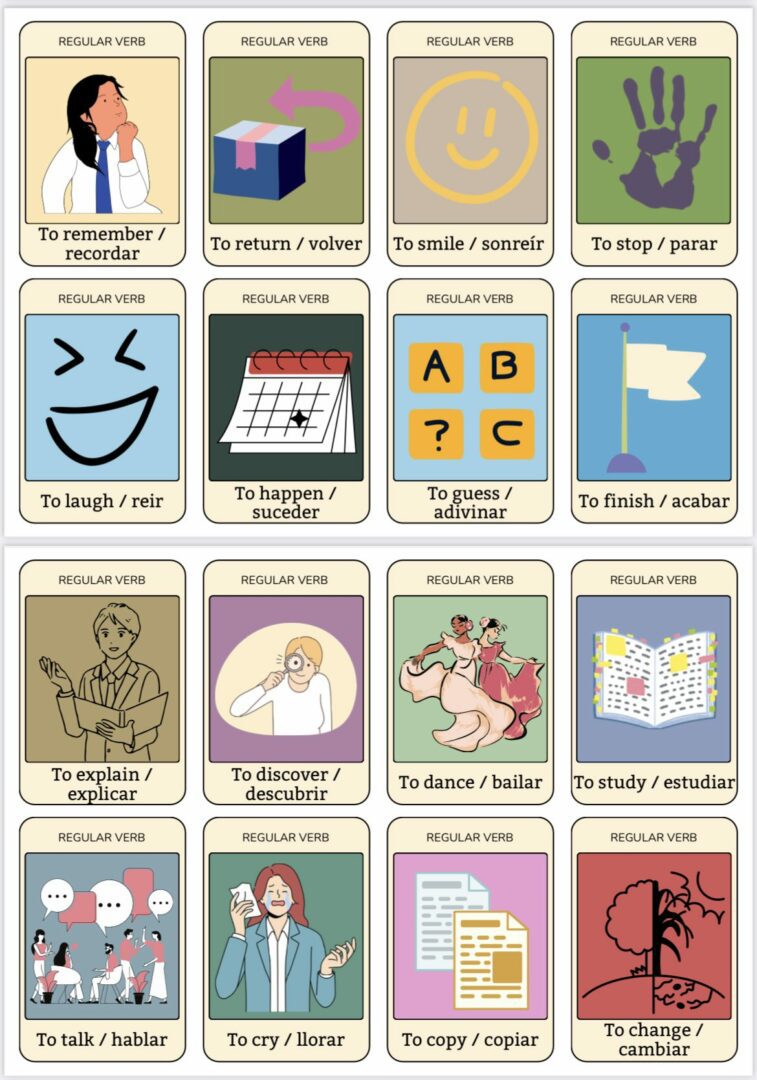 Flashcards de verbos ( español / inglés )