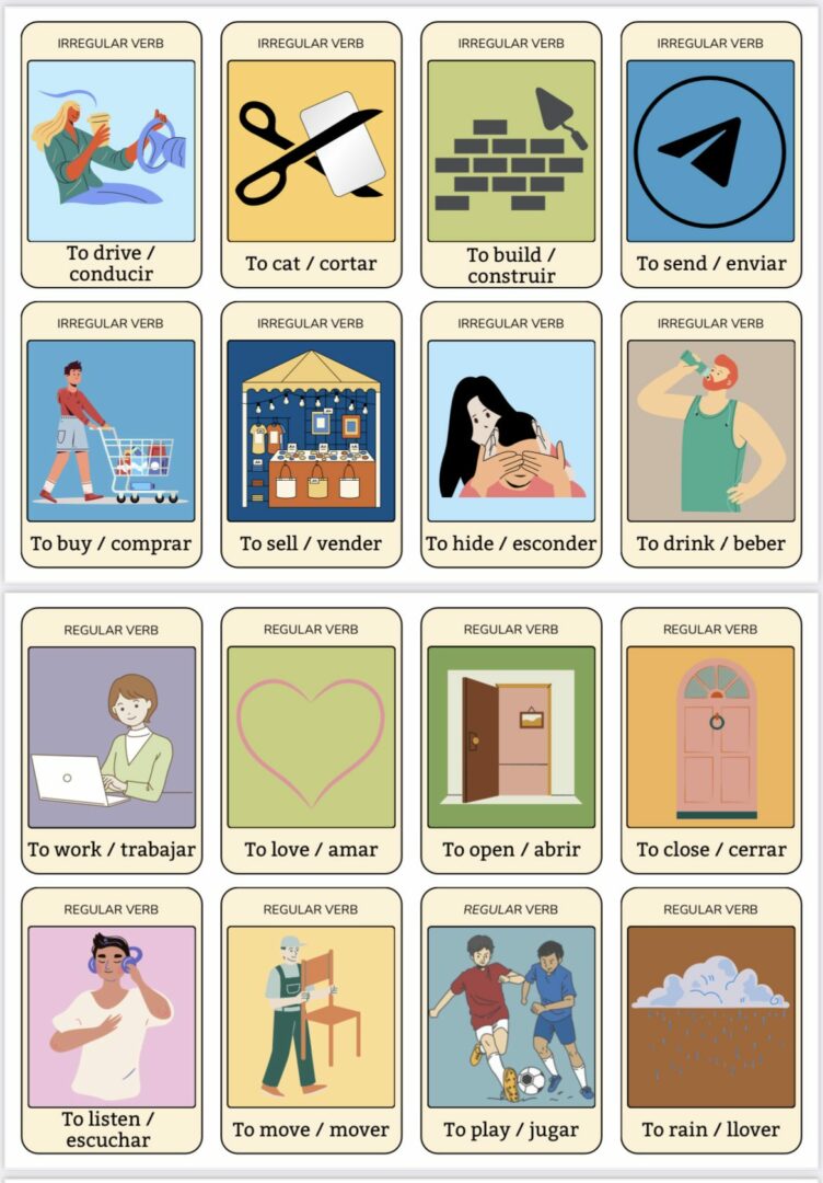 Flashcards de verbos ( español / inglés )